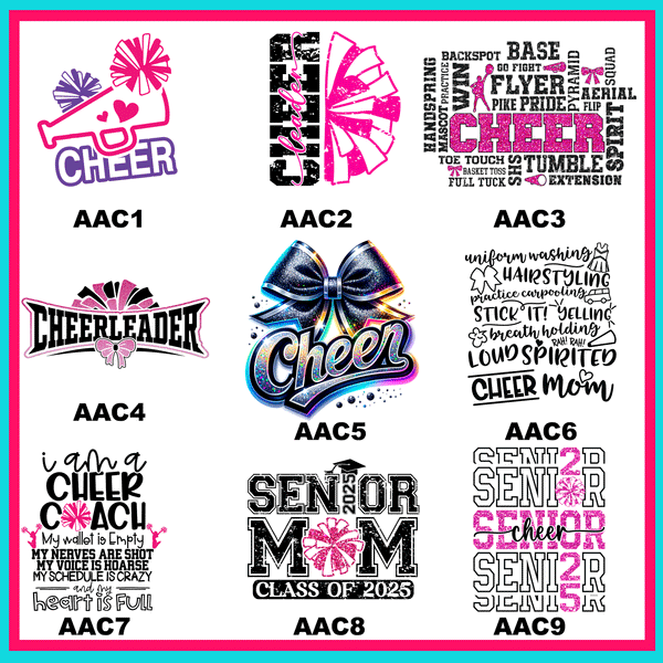 All About Cheer Transfers -For Fabrics – Vinyl Fun