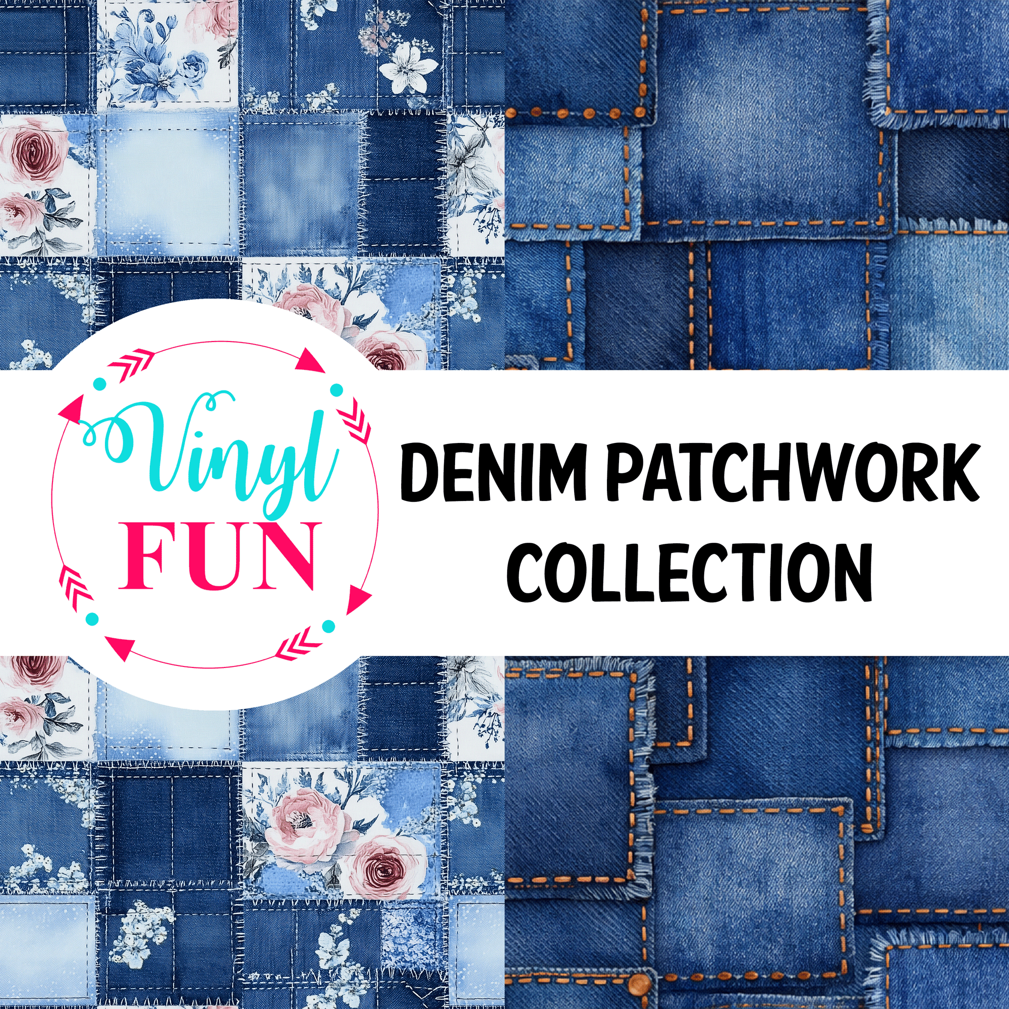 Denim Patchwork Pattern Collection-D17 – Vinyl Fun