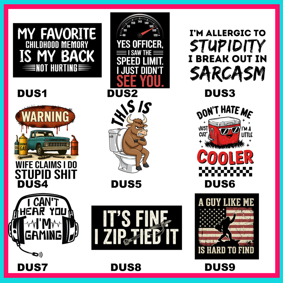 Dude Stuff Transfers - For Fabrics – Vinyl Fun